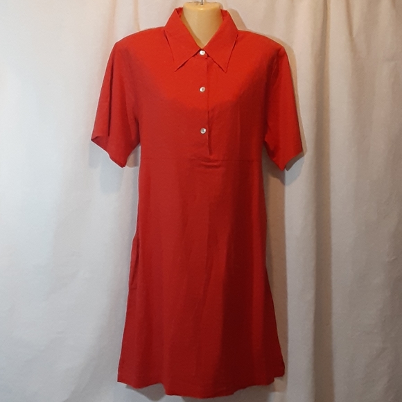 Maria Gabrielle | Dresses | Maria Gabrielle Red Linen Blend Shirt Dress ...